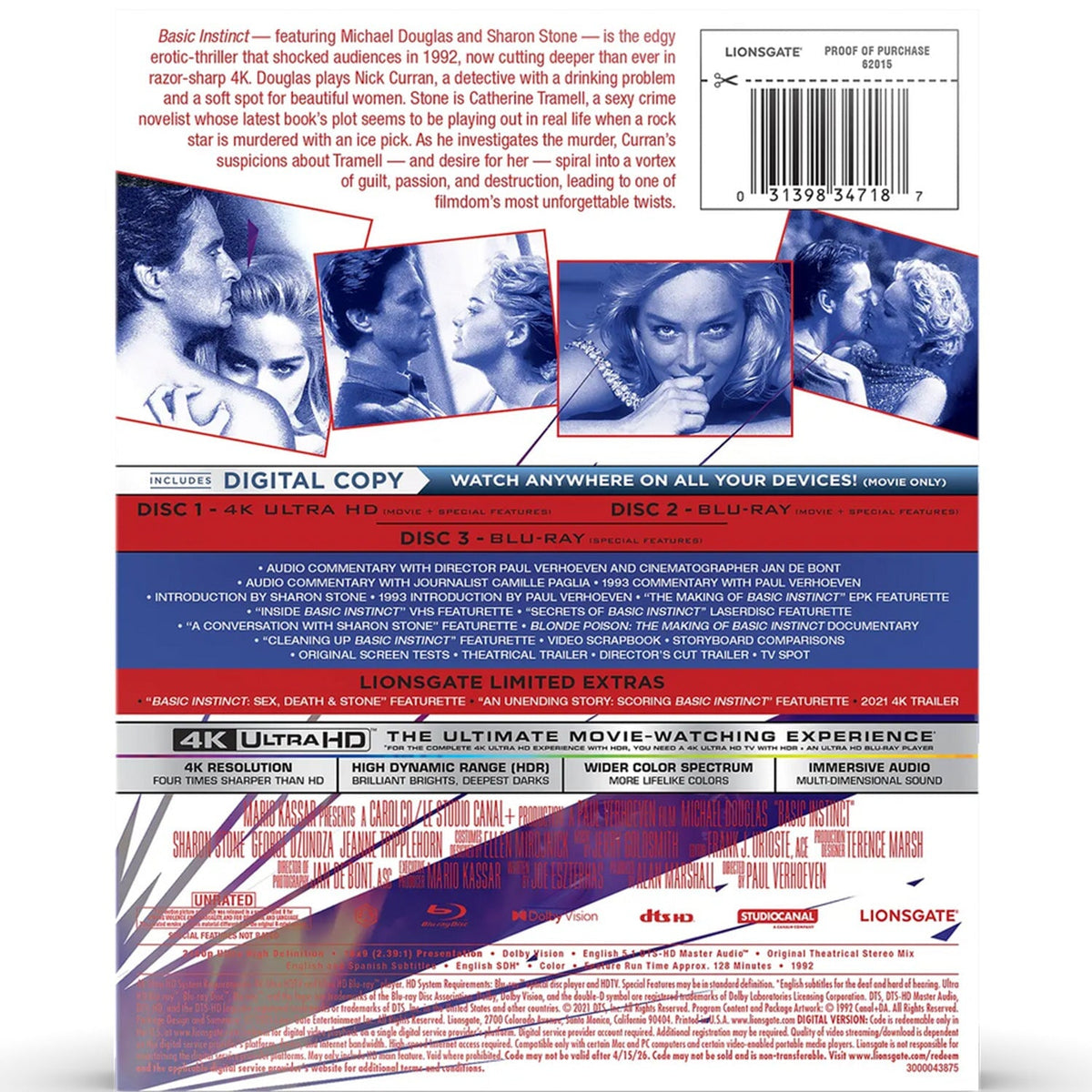 Basic Instinct (1992) [Unrated Director's Cut] (4K UHD + 2 Blu-ray ...