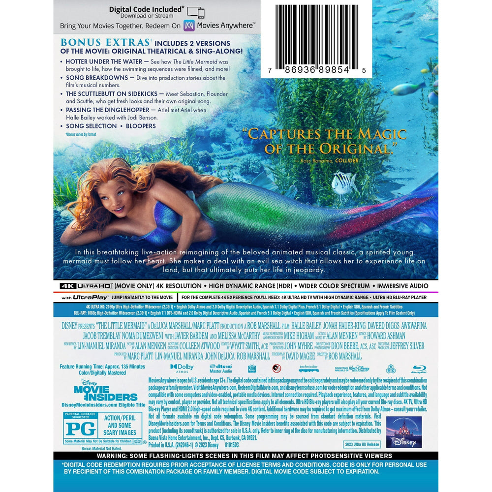 The Little Mermaid (2023) (4K UHD + Blu-ray) Walmart Exclusive ...